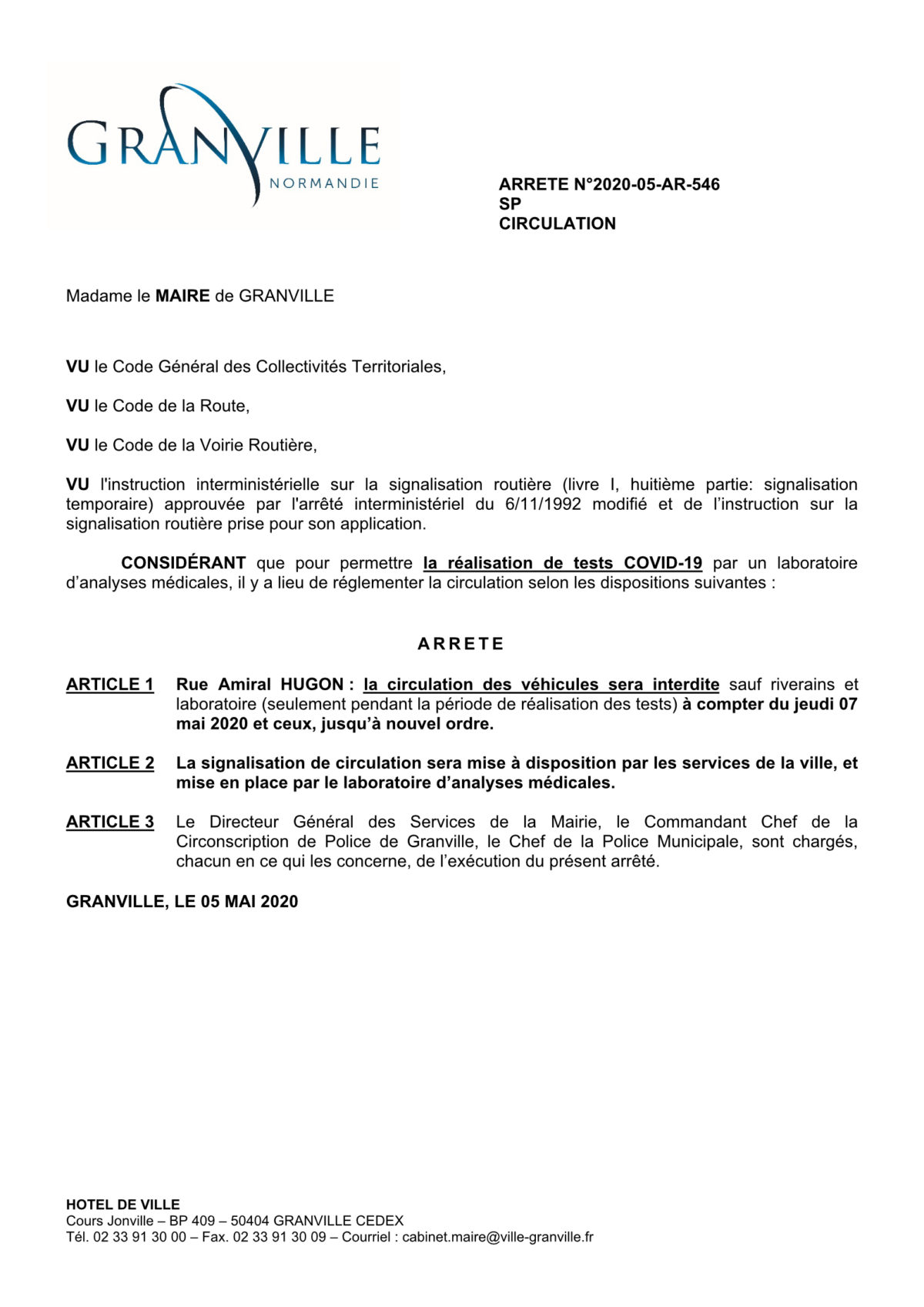 Des tests de dépistage PCR Covid-19 à Granville – Ville de Granville